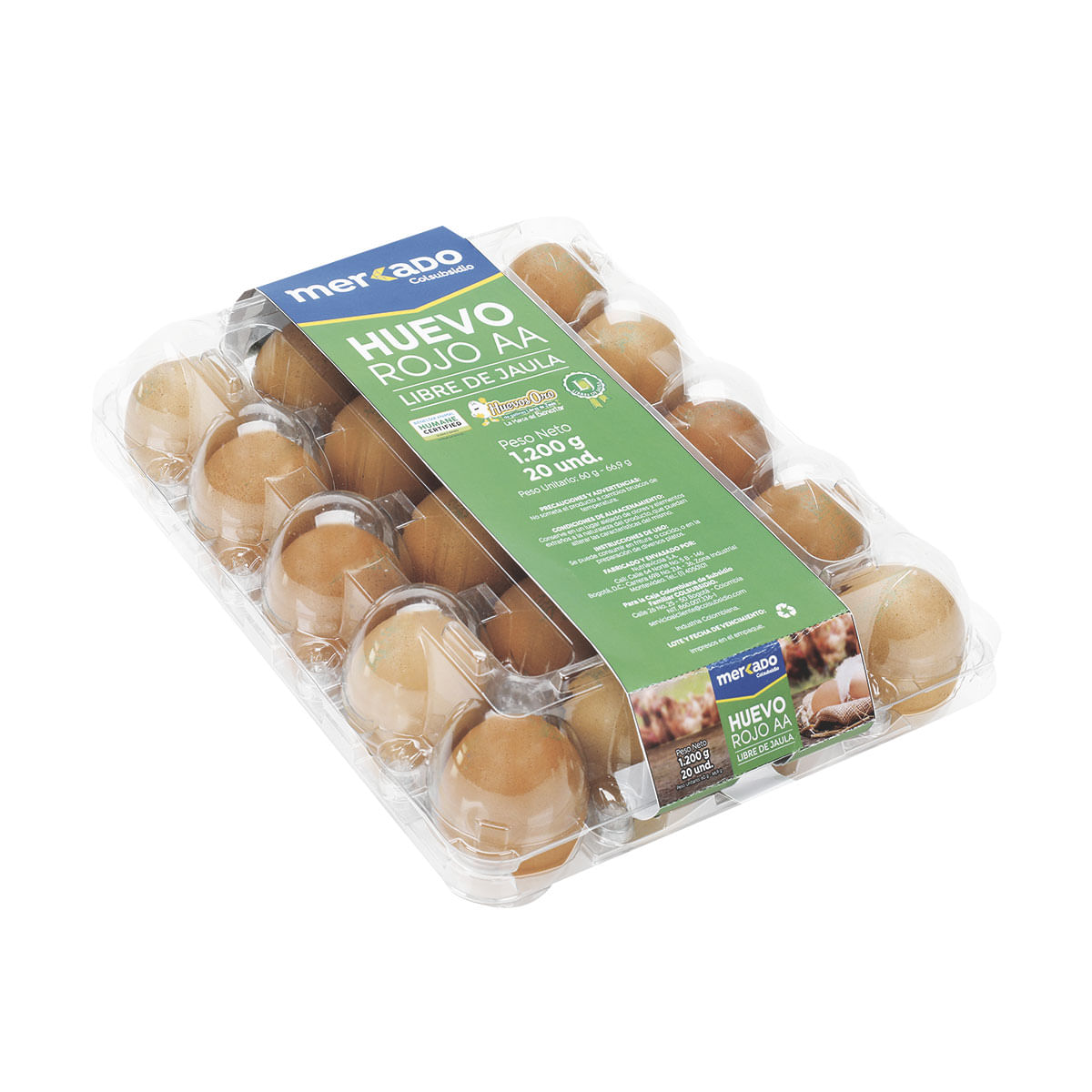 Huevo Rojo AA Mercado Libre de Jaula x 20 Unidades - Mercados Colsubsidio