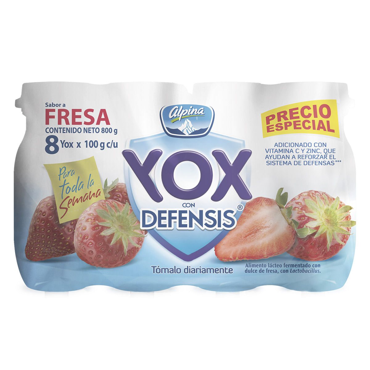 Yox Defensis Fresa Alpina x 8 Und x 100Gr C/u - Mercados Colsubsidio