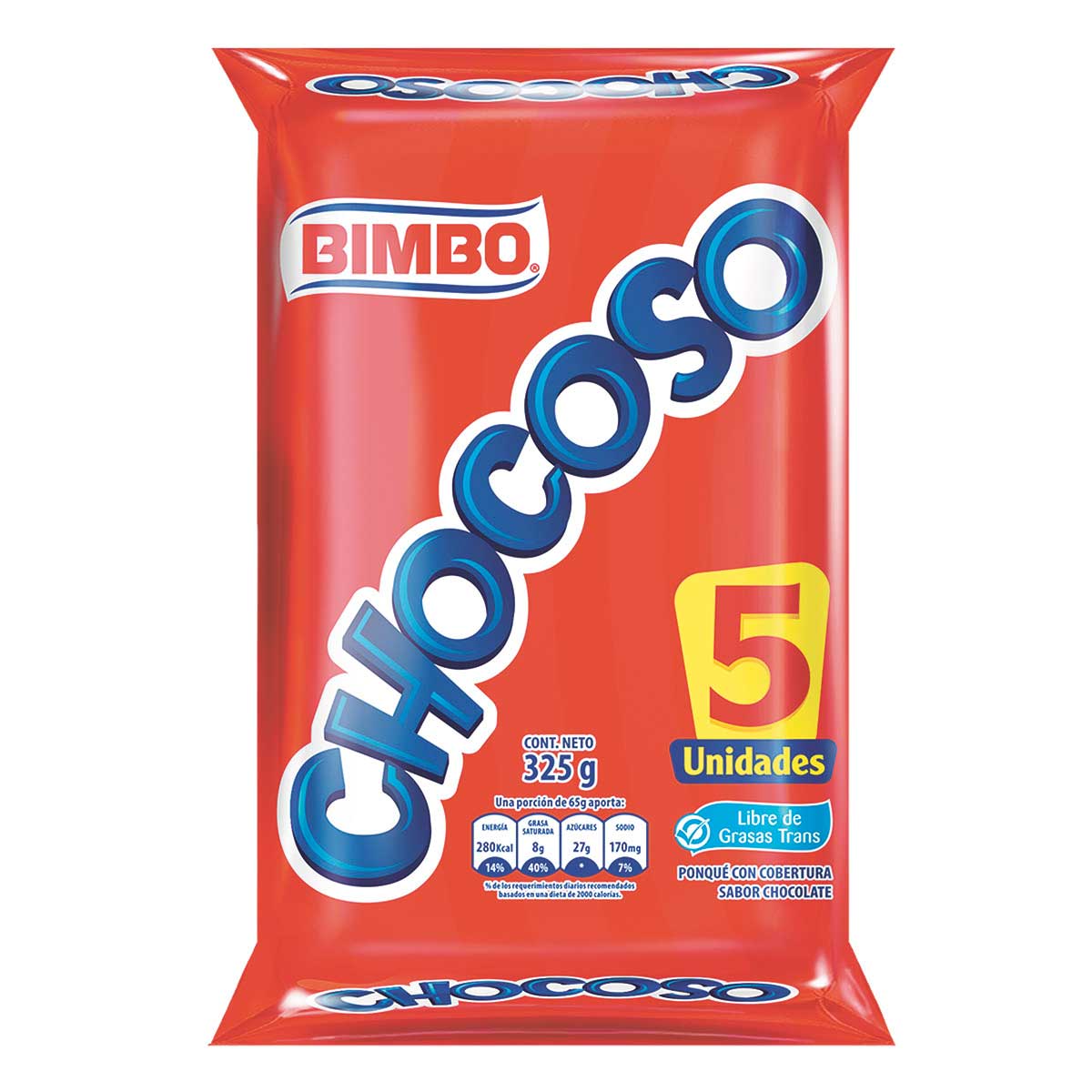 Ponqué Chocoso Cubierta Chocolate x 5 Und x 325 G - Mercados Colsubsidio