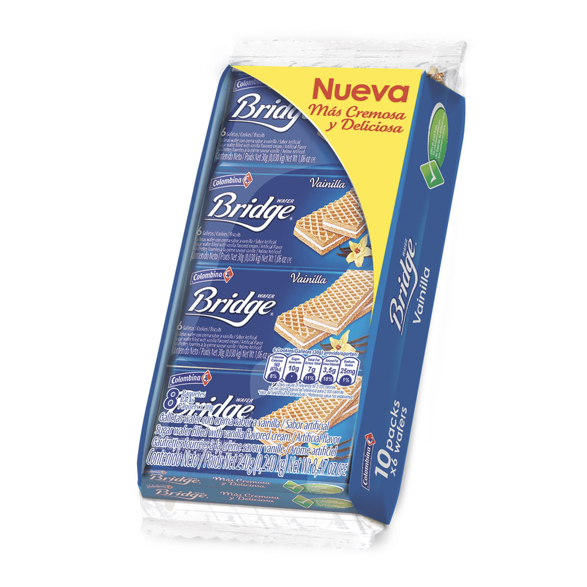 Galletas Bridge Wafer Vainilla x 8 Paquetes x 30 G c/u - Mercados ...