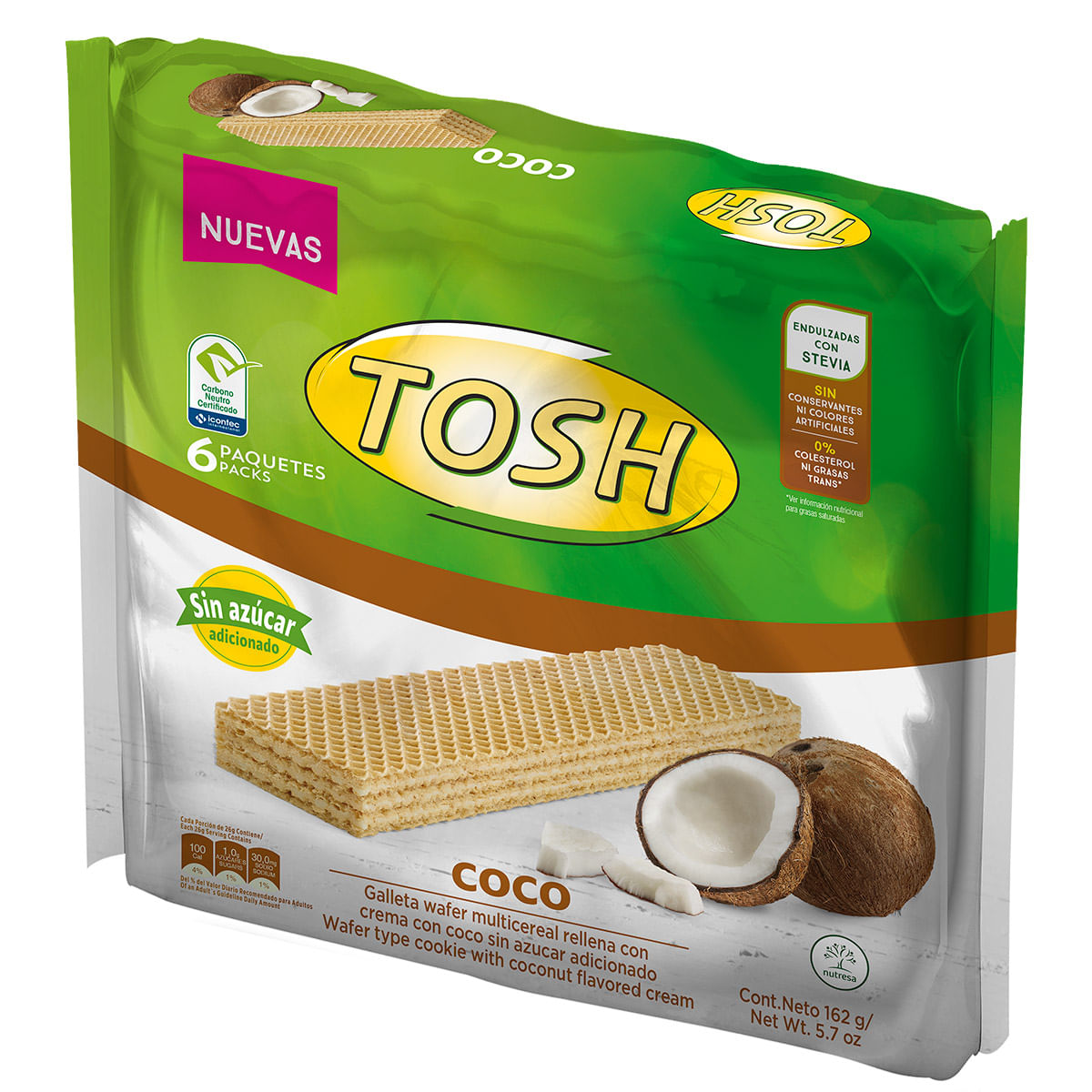 Galleta Tosh Wafer Rellena Crema Coco x 162 G en 6 Unidades - Mercados ...