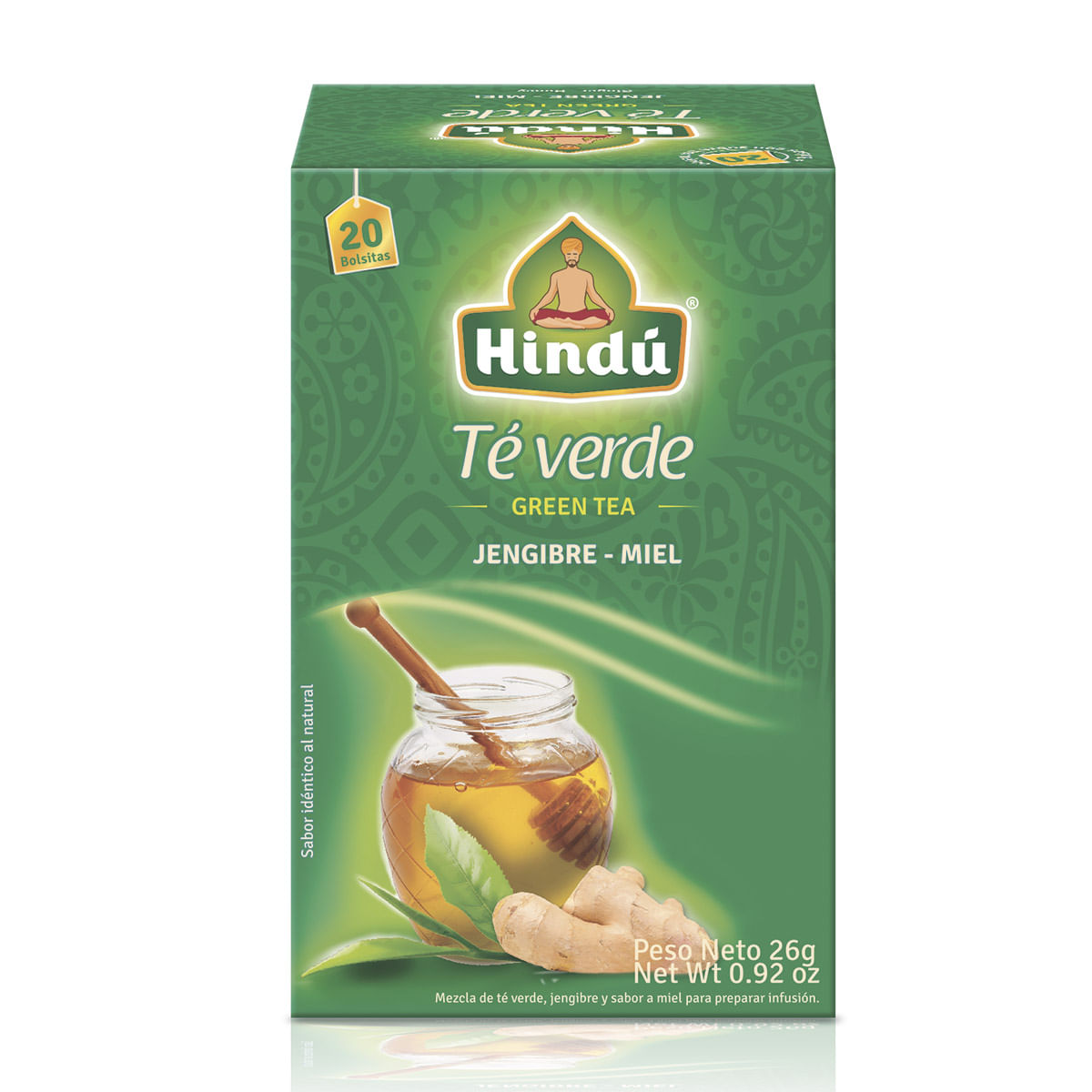 Mezcla Té Verde Jengibre Miel Hindú x 26 G en 20 Bolsitas - Mercados ...
