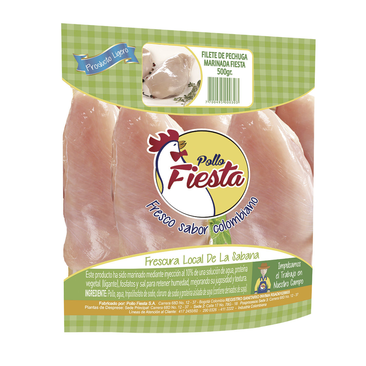 Filete de Pechuga Marinada Pollo Fiesta x 500 G - Mercados Colsubsidio