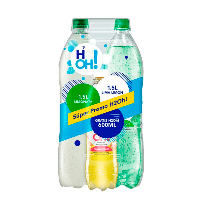 Agua saborizada H2Oh! Pet x 2 Unidades x 1.5 L + Pet x 600 Ml ...