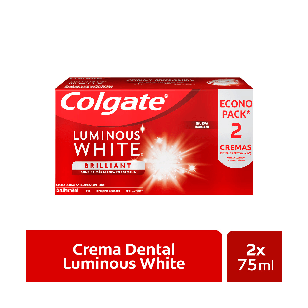 Crema Dental Blanqueadora Colgate Luminous White Brilliant 75ml x2 ...