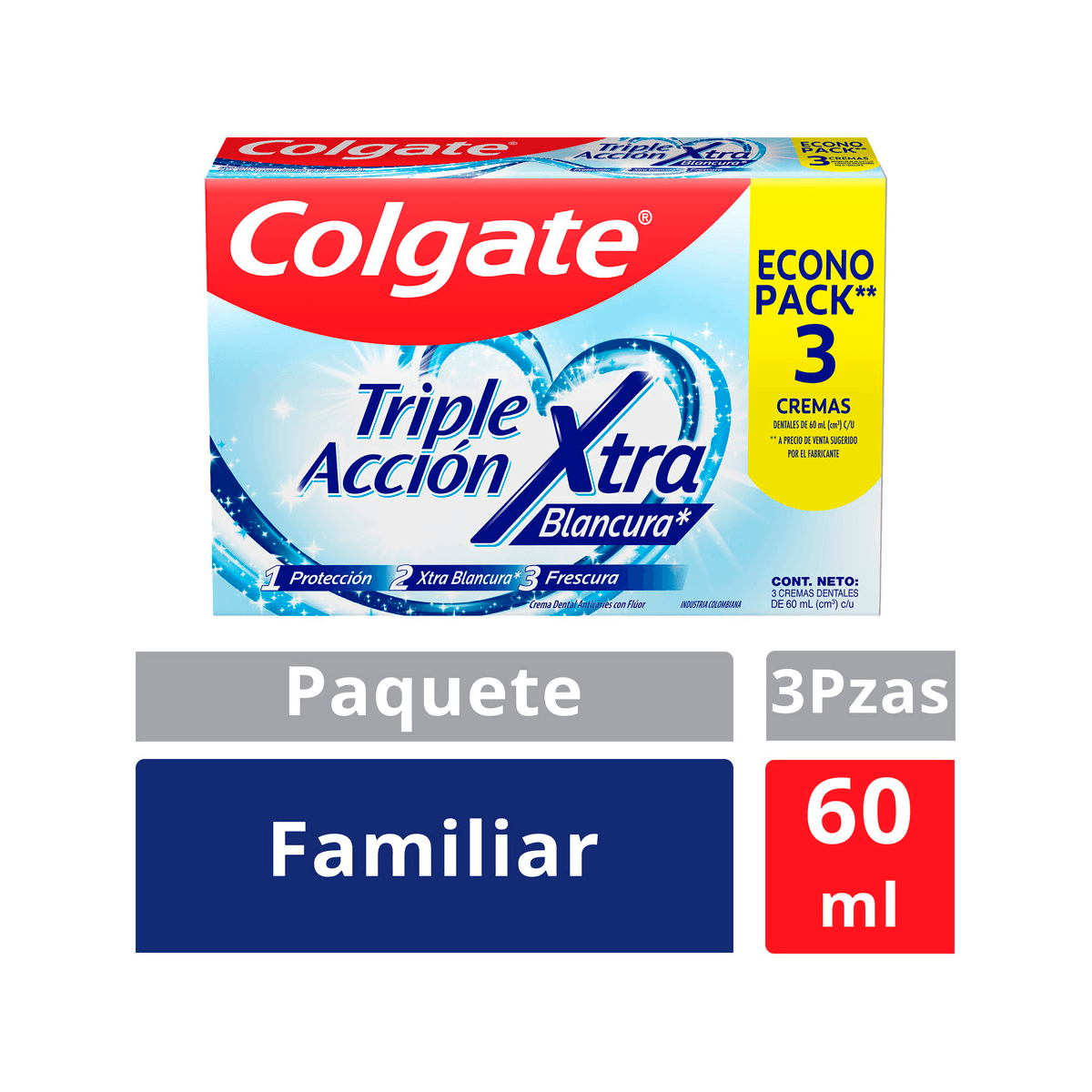 Crema Dental Colgate Triple Accion Extrablancura 60ml x3und - Mercados ...
