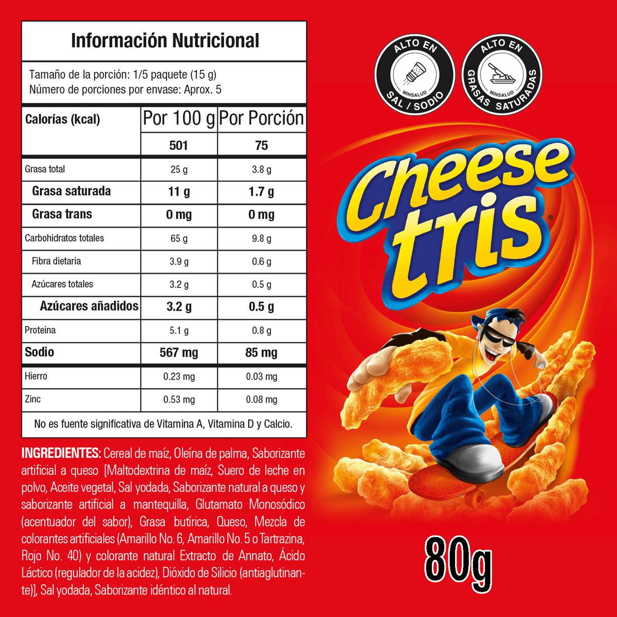 Pasabocas Cheese Tris Queso x 80 G - Mercados Colsubsidio