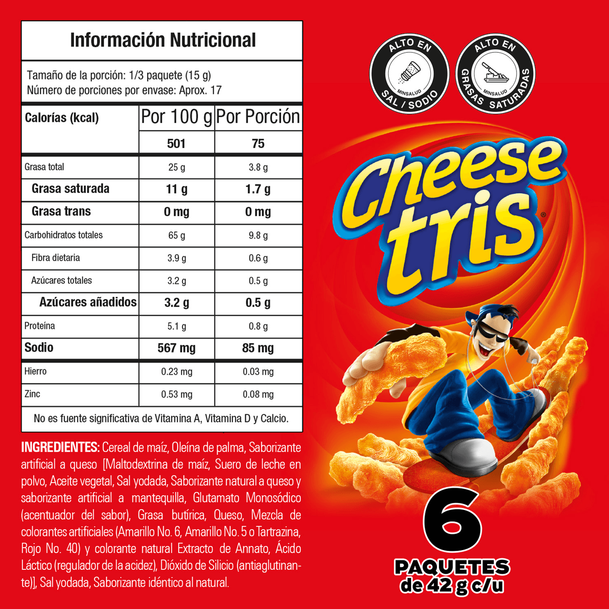 Pasabocas Cheese Tris x 6 Paquetes x 42 G c/u - Mercados Colsubsidio