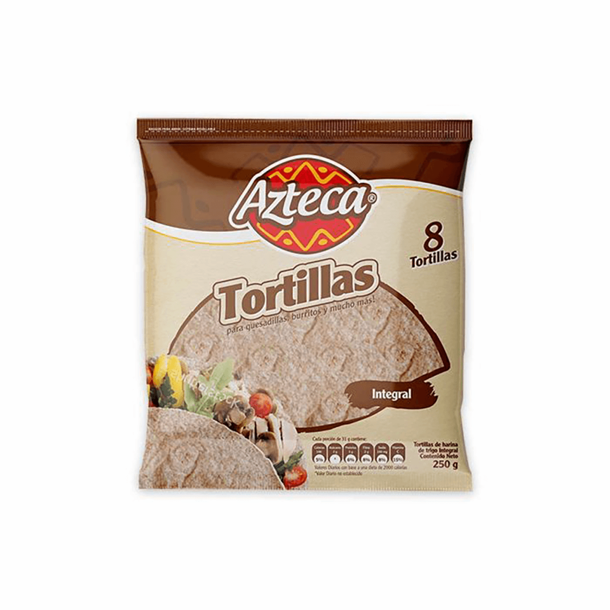 Tortilla Integral Azteca x 250 G en 8 Unidades - Mercados Colsubsidio